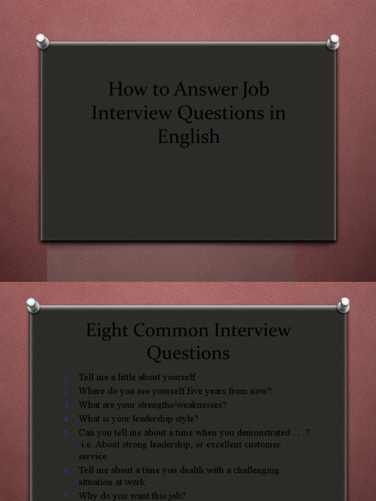 How To Answer Job Interview Questions in English | PDF | Leadership ...