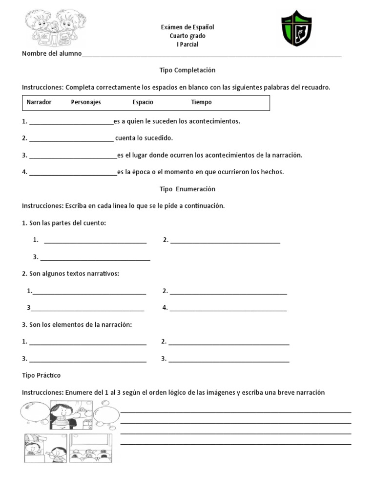 Exámen de Español Cuarto Grado | PDF