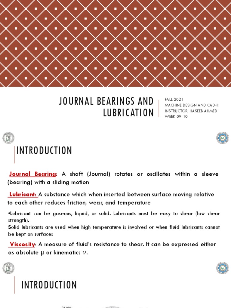 Journal Bearings & Lubrication Guide | PDF | Viscosity | Bearing ...