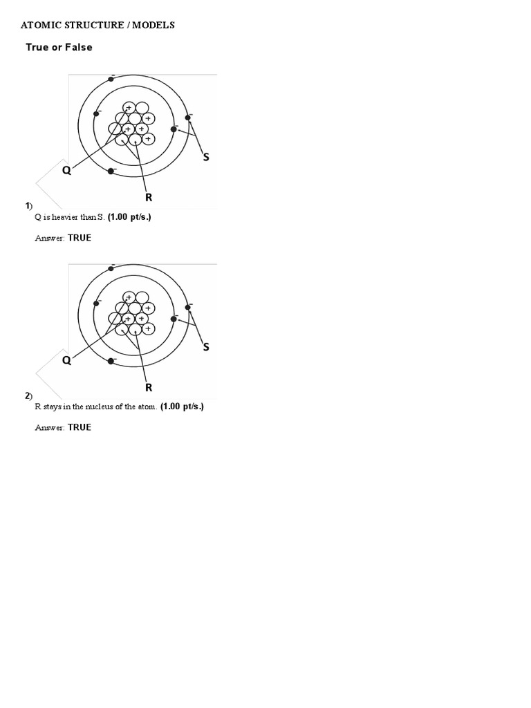 Study Notes Atomic Structure Models | PDF | Atoms | Proton
