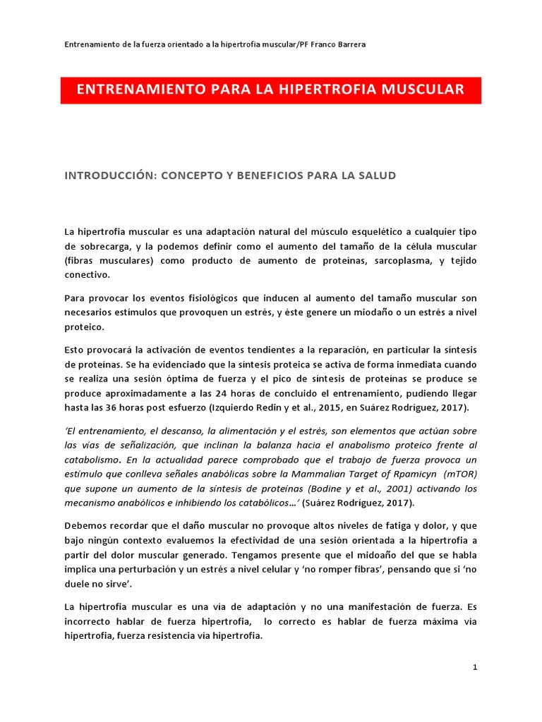 Entrenamiento para Hipertrofia Muscular | PDF | Entrenamiento de fuerza ...