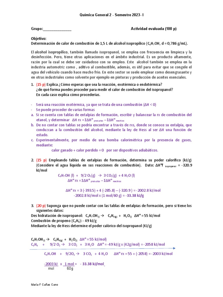 Actividad Evaluada 1-2 | PDF | Combustión | Entalpía