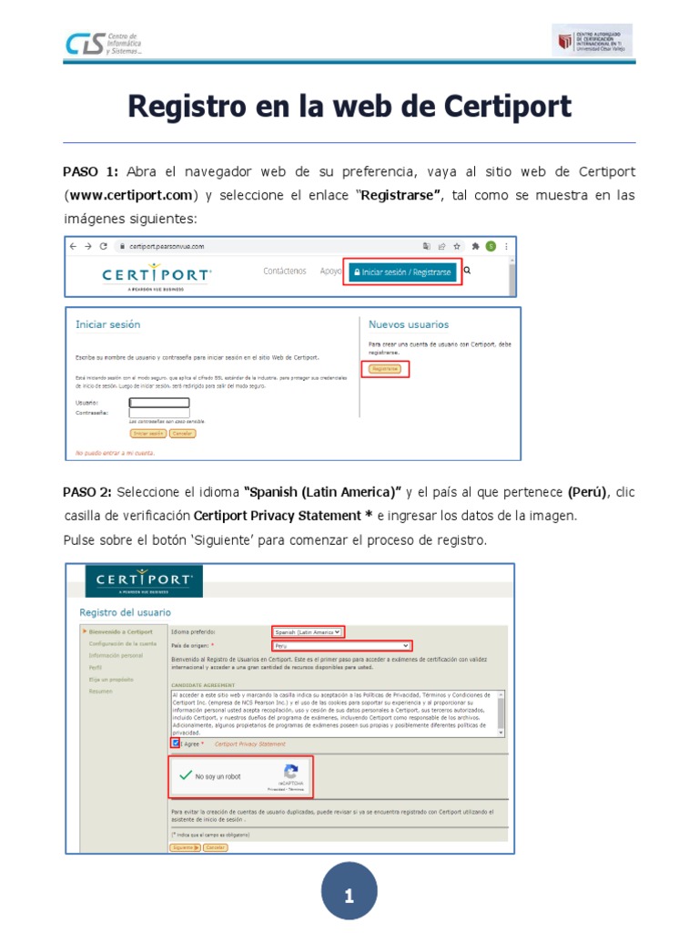 Registro en La Web de Certiport | PDF | Red mundial | Internet y web