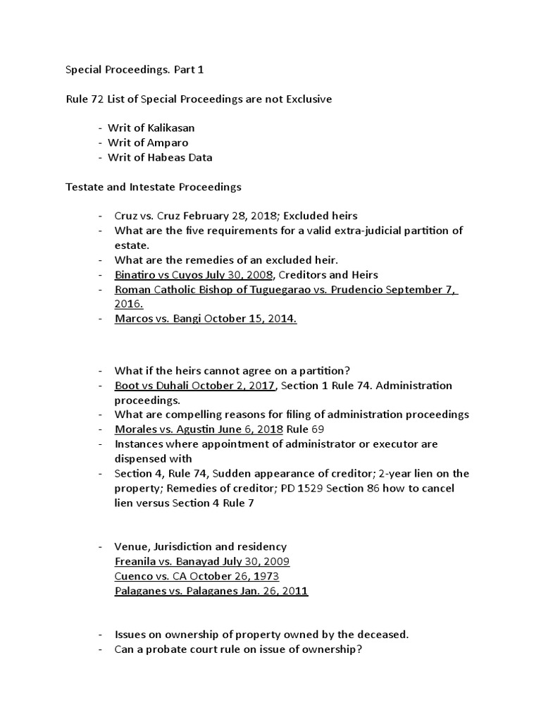 Special Proceedings Part 1 | PDF