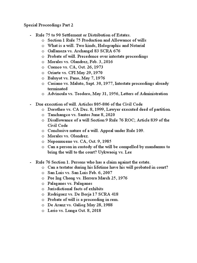 Special Proceedings Part 2 | PDF