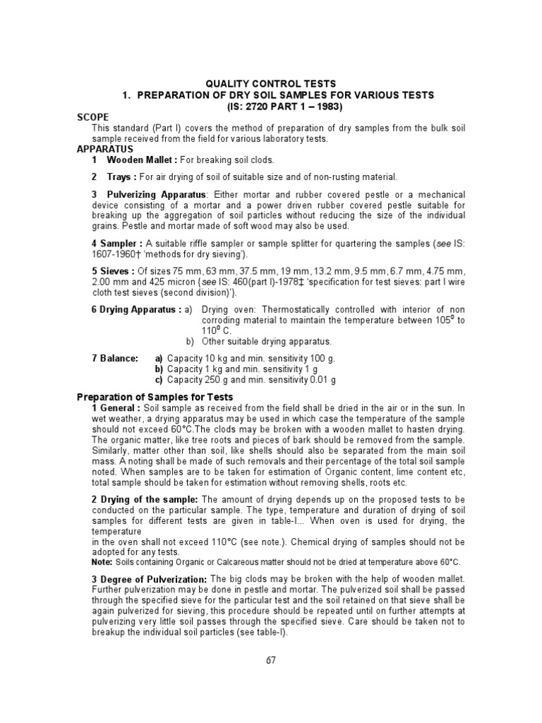 Quality Control Tests | PDF | Density | Soil