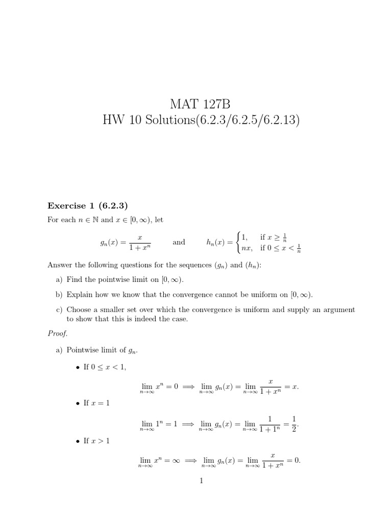 Mat127b HW 0129 | PDF | Sequence | Limit (Mathematics)