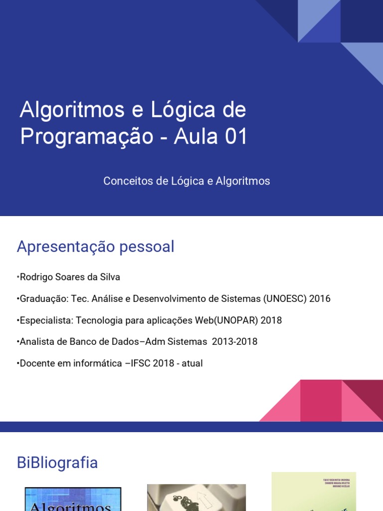 Algoritmos e Lógica de Programação: Aula 01 | PDF | Algoritmos | Lógica