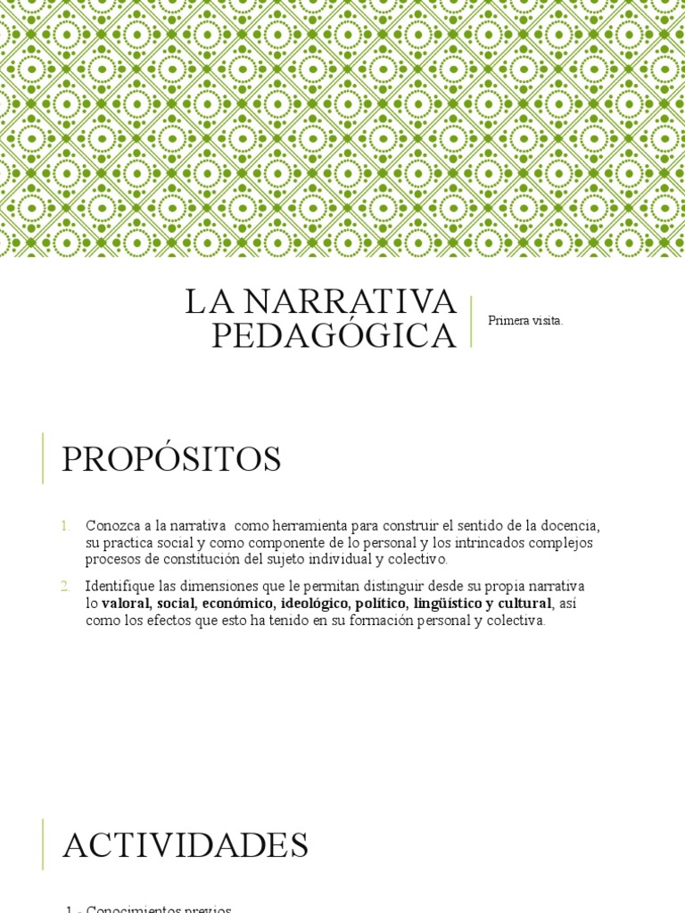 La Narrativa Pedagógica Visita 1 | PDF | Cognición