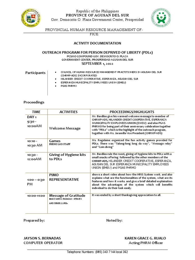Outreach Program for PDLs in Agusan | PDF | Business | Information And ...