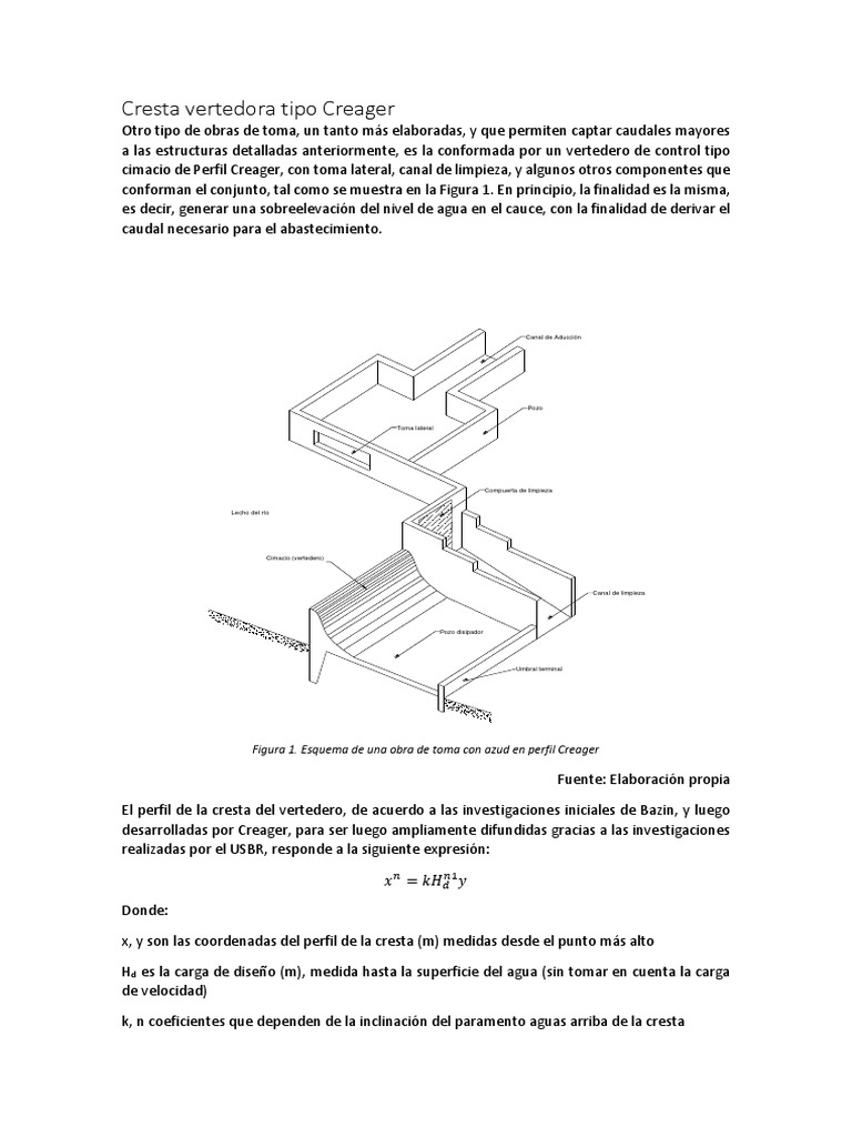 Características del Vertedero Creager | PDF | Agua | Descarga (hidrología)