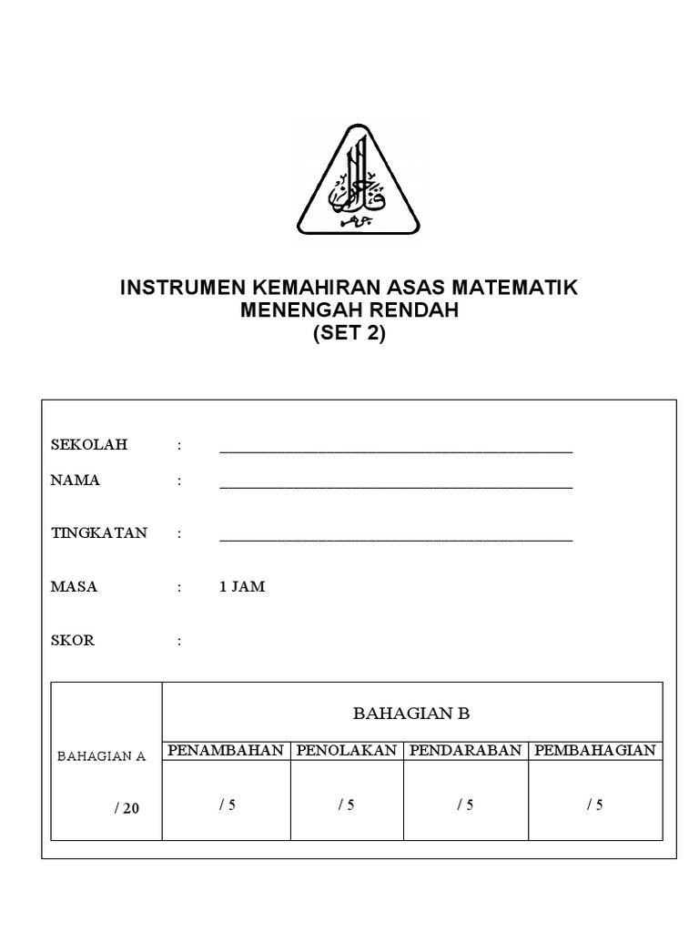 Soalan Set2 | PDF | Mathematics | Arithmetic