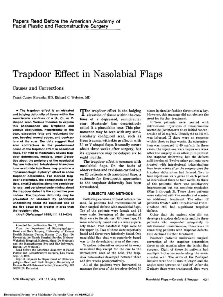 Trapdoor effect cause and corrections | PDF | Scar | Otorhinolaryngology