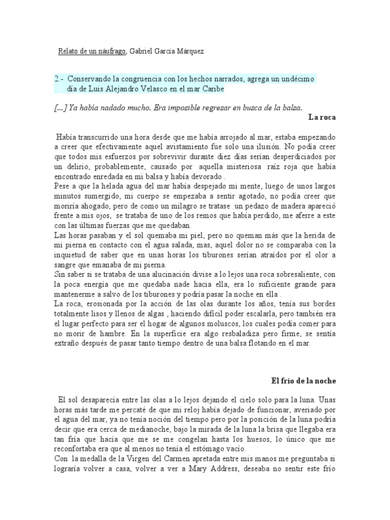 Relato de Un Náufrago GGM | PDF | Libros para adolescentes