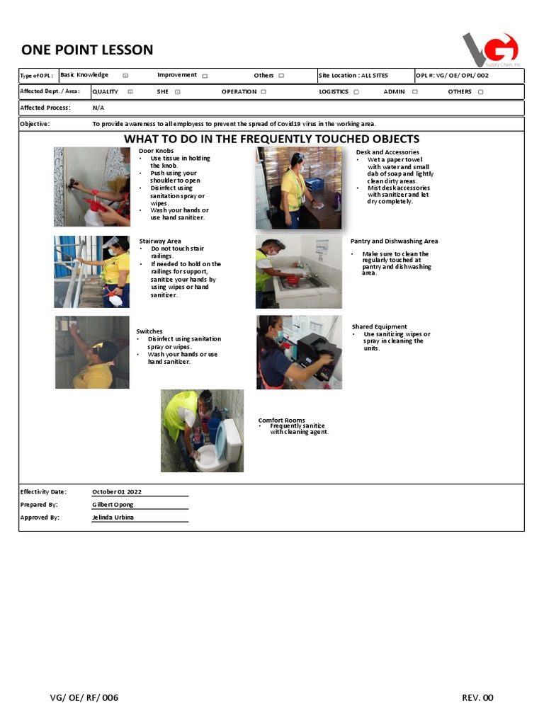 VG OE OPL 002 - Frequently Touched Objects | PDF | Disinfectant ...