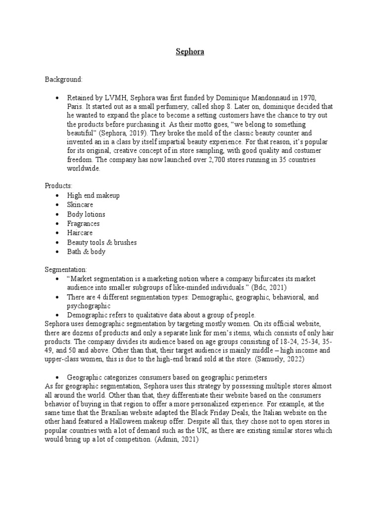Sephora | PDF | Market Segmentation | Marketing