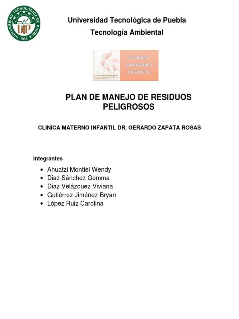 Plan de Manejo de Residuos Peligrosos | PDF | Incineración | Residuos