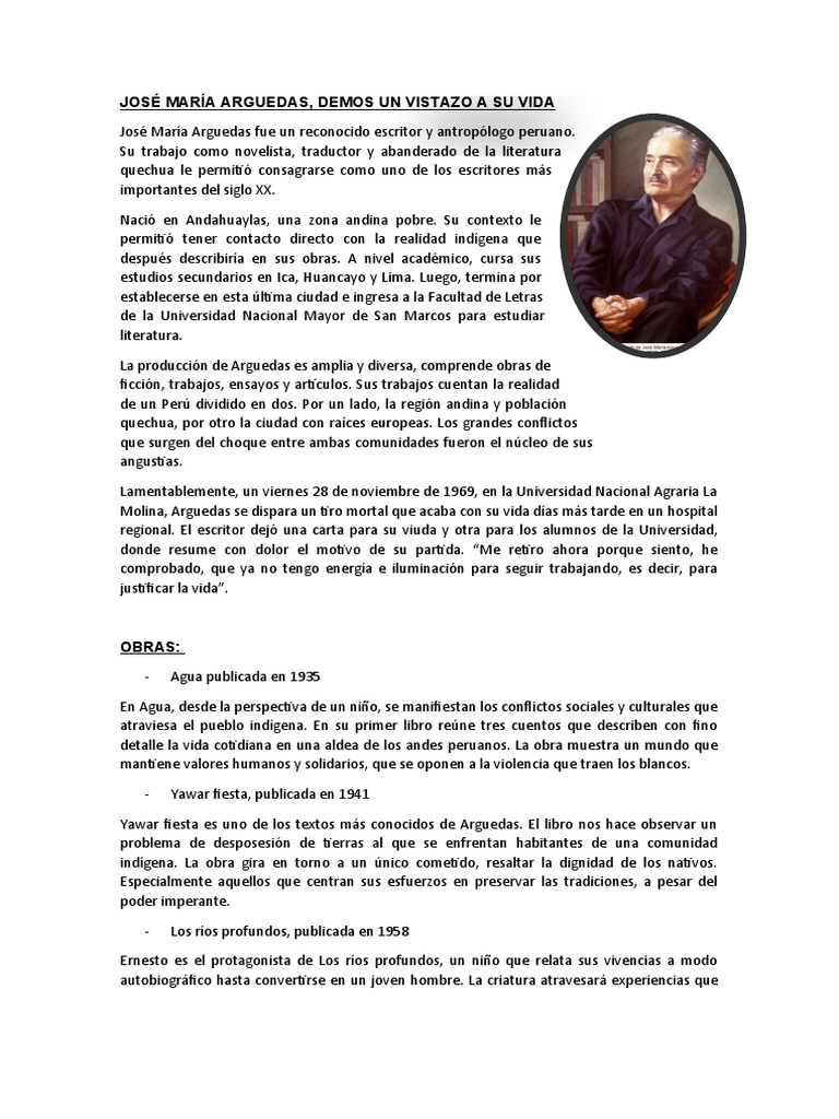 José María Arguedas, Demos Un Vistazo A Su Vida | PDF