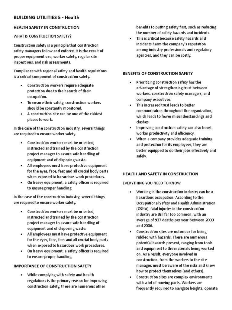 Building Utilities 5 - Health: Health Safety in Construction | Download ...