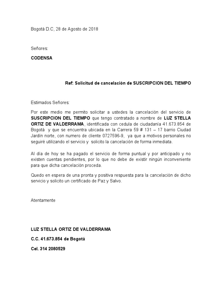 CARTA CANCELACION Codensa | PDF | Crecimiento personal y profesional | Derecho