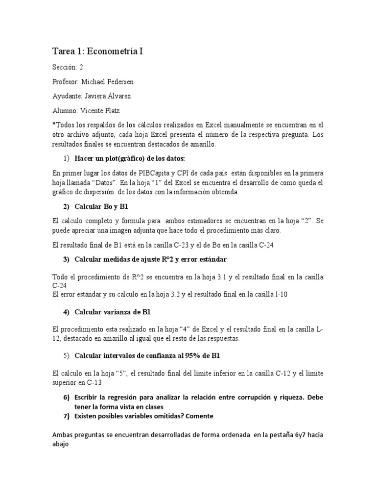 Tarea 1 Econometria | PDF