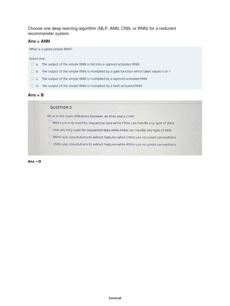 Ann CNN RNN LSTM | PDF