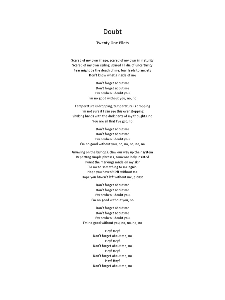 Doubt: Twenty One Pilots | PDF | Dream