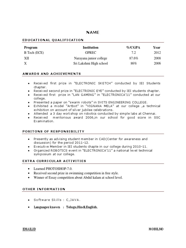 Resume Format | PDF