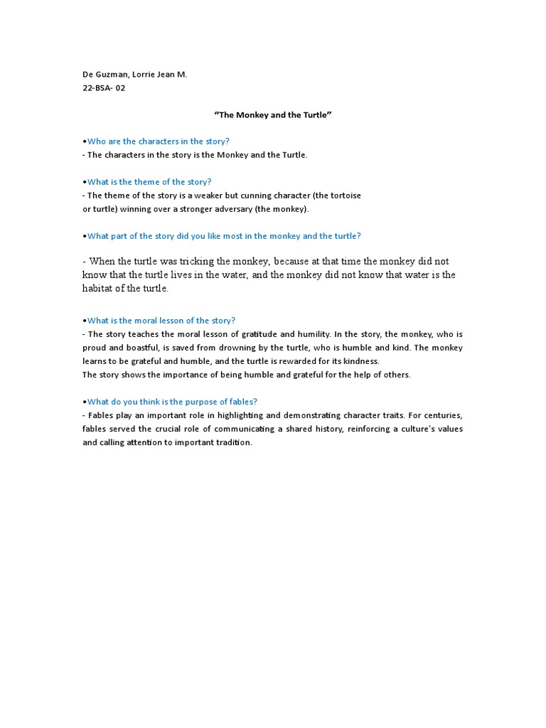The Monkey And The Turtle Pdf