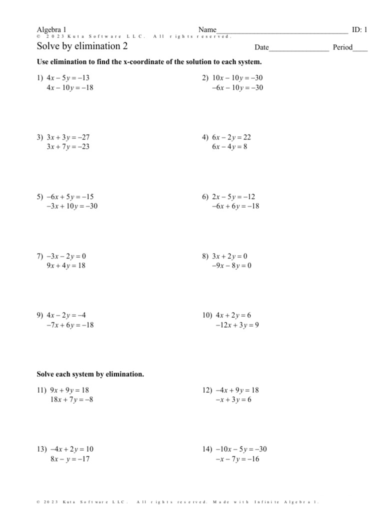 Solve by elimination 2 | PDF