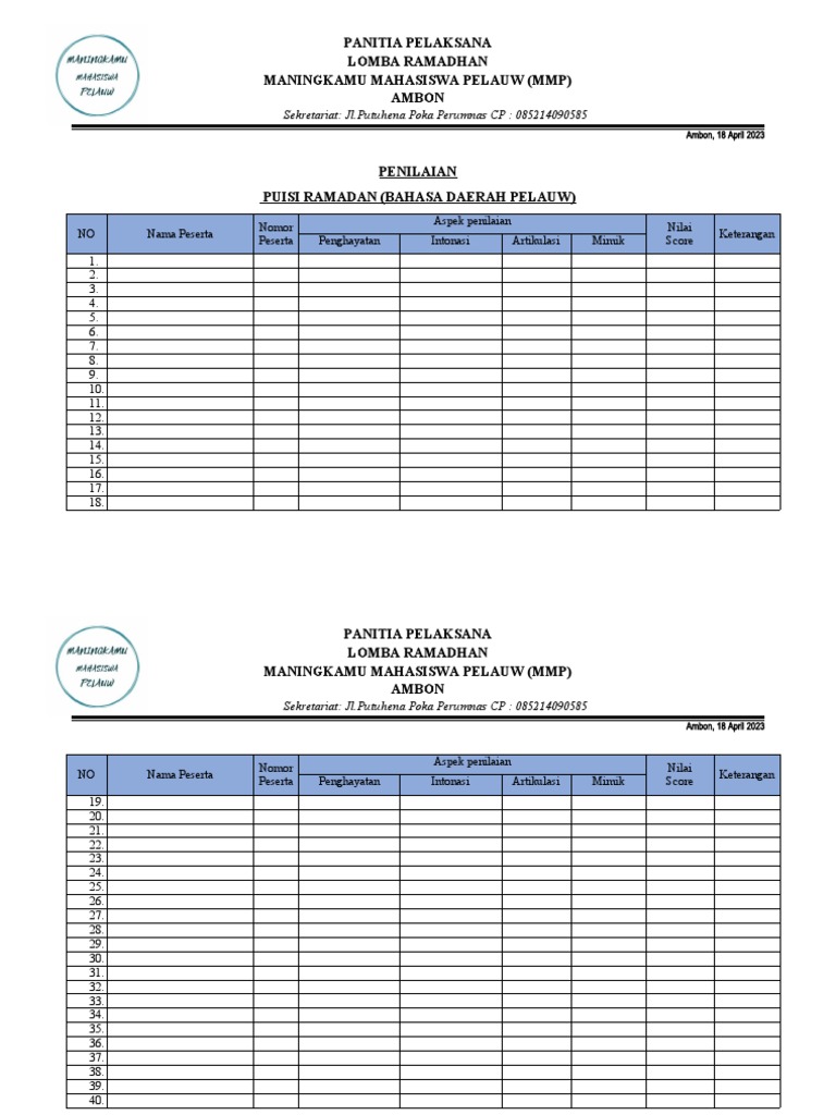 PENILAIAN Puisi Ramadhan | PDF