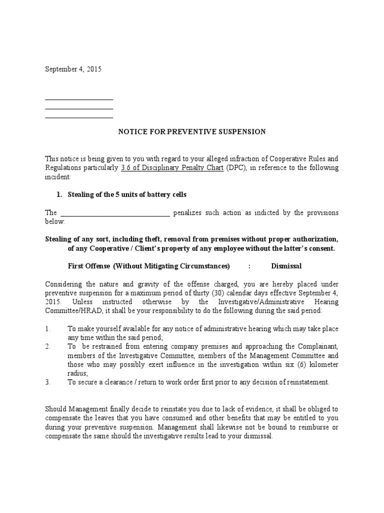 Preventive Suspension | Download Free PDF | Employment | Theft