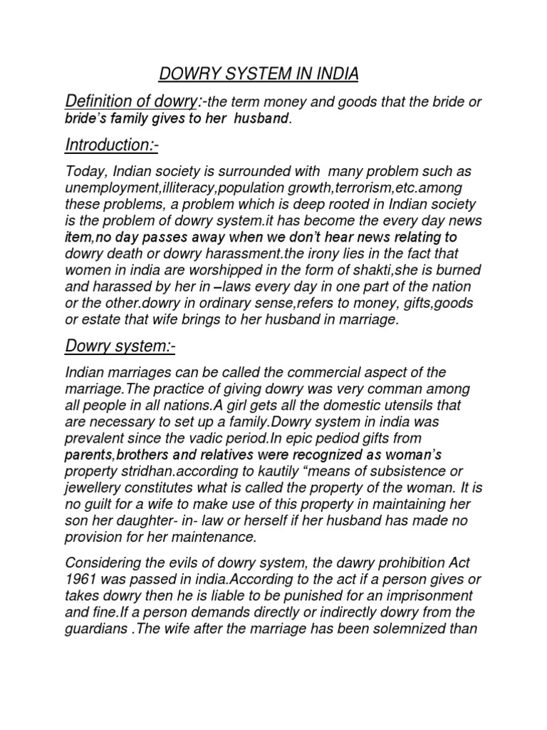 An Analysis of the Deep Roots and Harmful Effects of the Dowry System ...