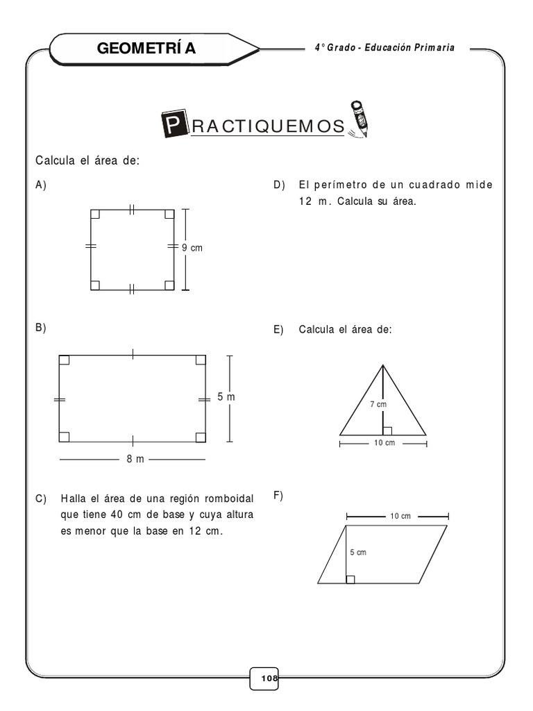 Geometría: Cálculo de áreas, perímetros y figuras geométricas en 4 ...