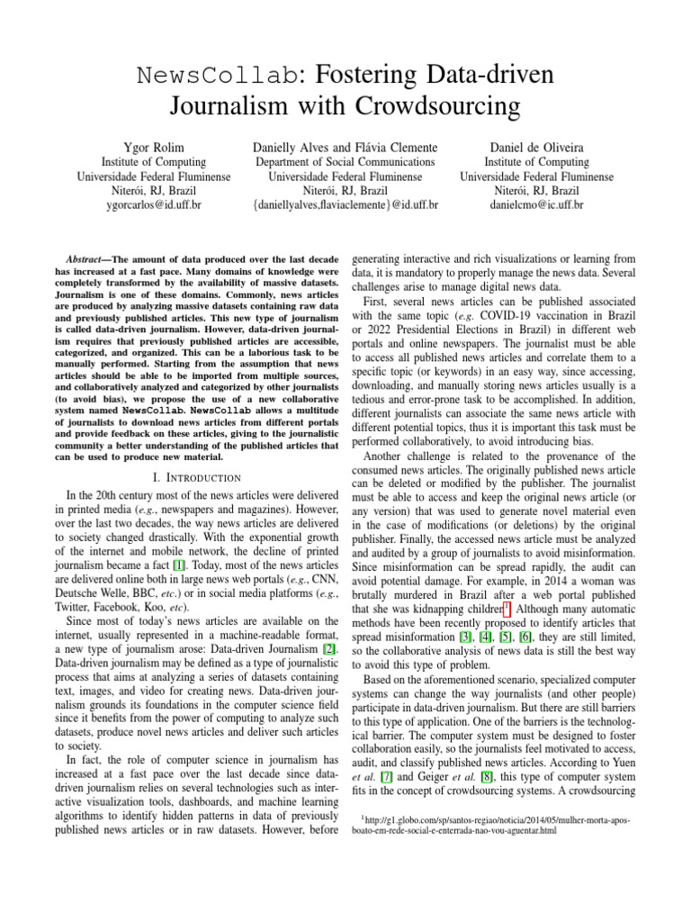 Newscollab: Fostering Data-Driven Journalism With Crowdsourcing | PDF | Metadata | Data
