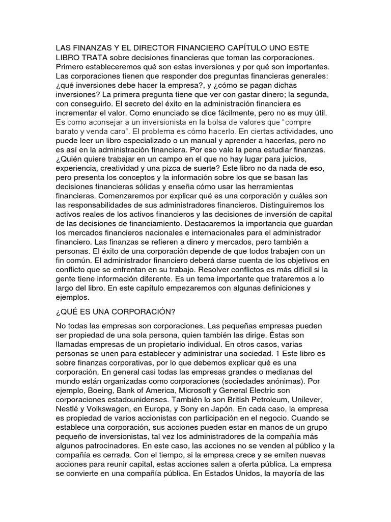Resumen de Diapositivas Finazas | PDF | Corporaciones | Compartir ...