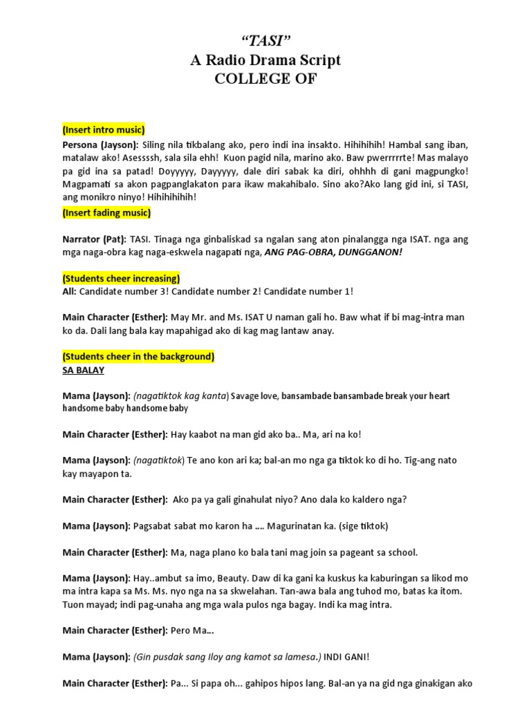 TASI A Radio Drama Script of The College of Education | PDF