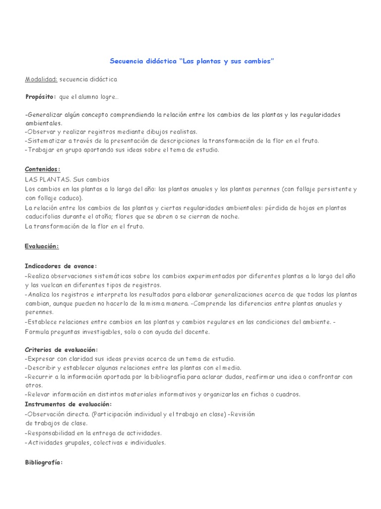 Las Plantas y Sus Cambios | PDF | Plantas | Evaluación
