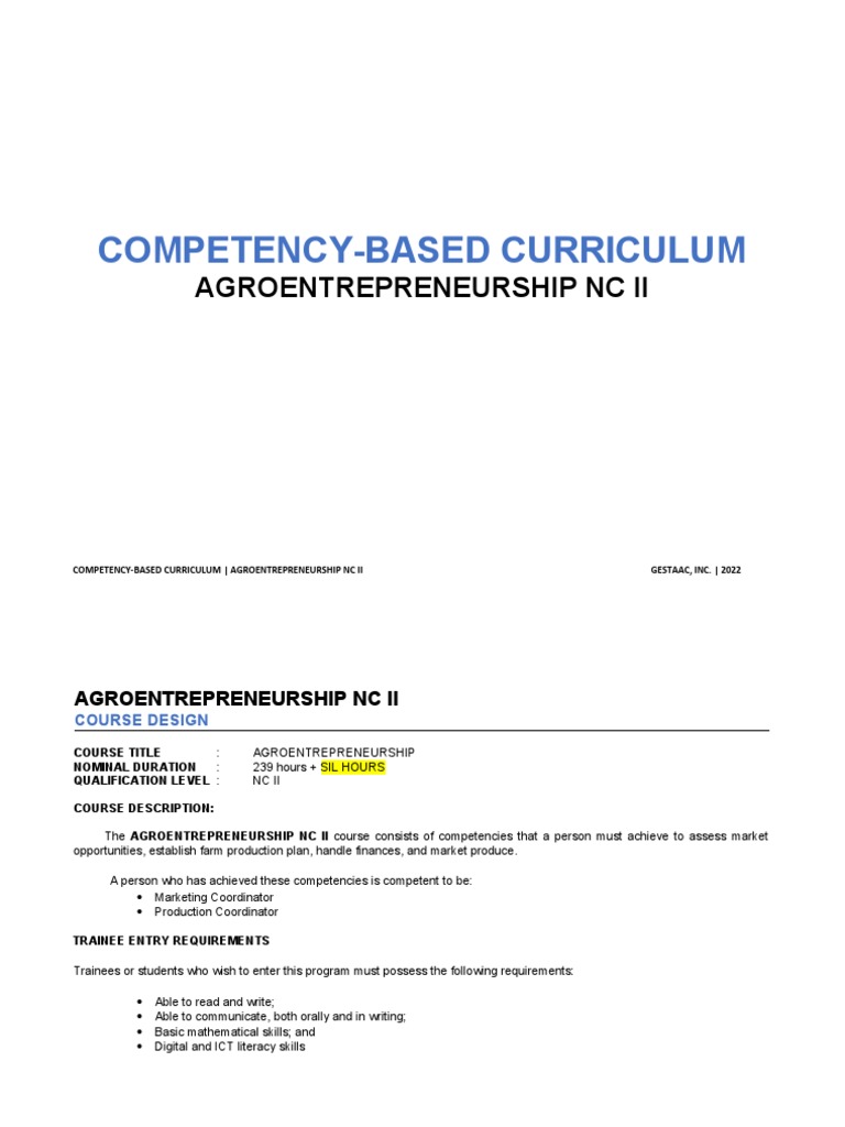 CBC Agroentrepreneurship NCII | PDF | Personal Computers | Communication