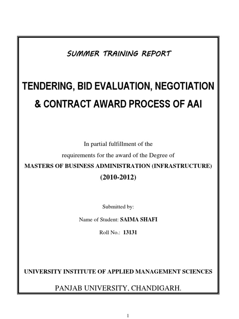 Tendering, Bid Evaluation, Negotiation and Contract Award Process of AAi | PDF | Airport ...