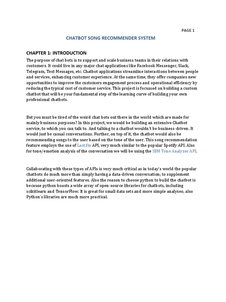 Chatbot Song Recommender System: Chapter 1: Introduction | PDF | Computer Science | Information ...