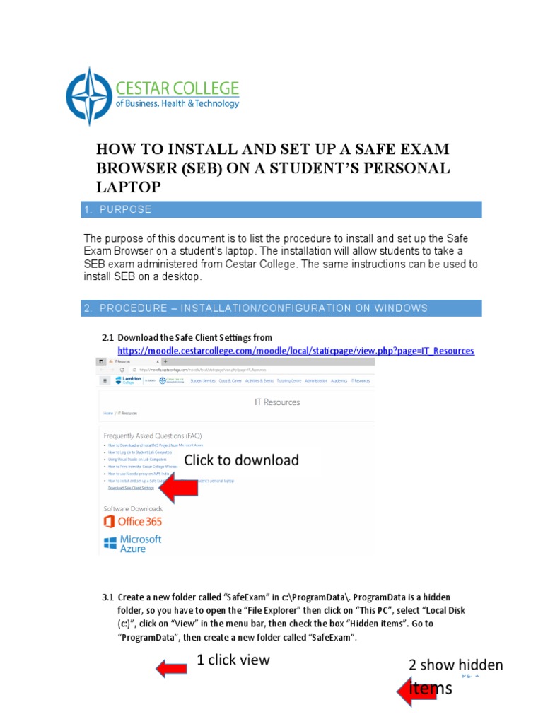 How To Install and Set Up A Safe Exam Browser On A Student Personal Laptop | PDF | Microsoft ...