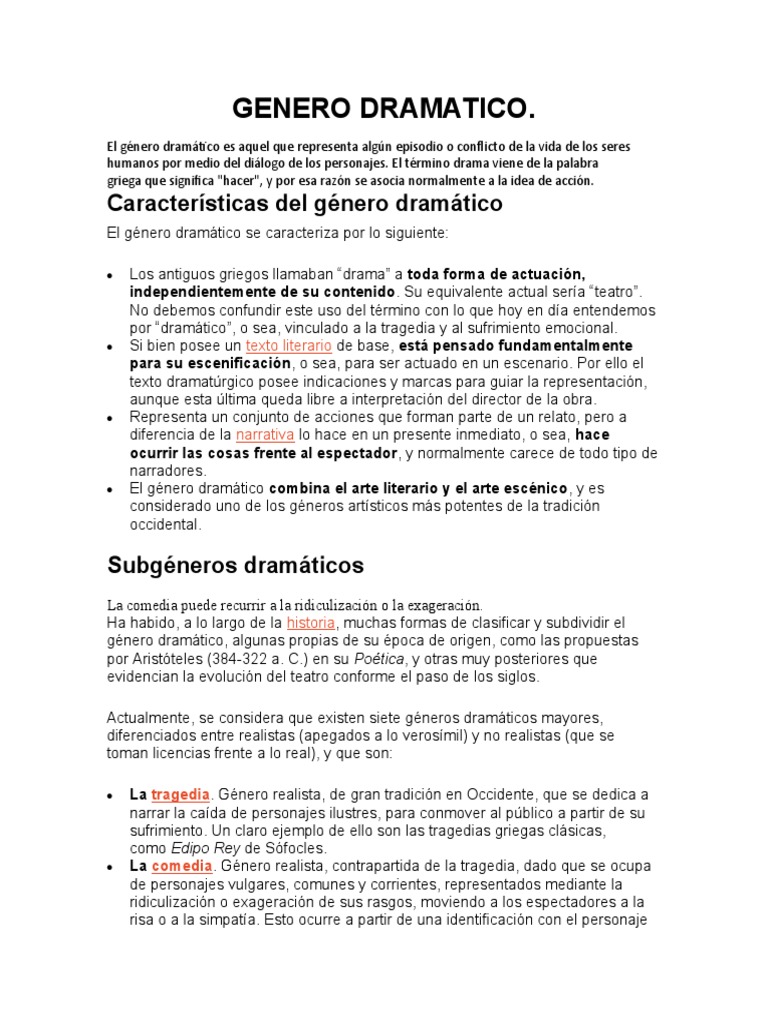 Genero Dramatico y Didactico | PDF | Teatro | Comedia