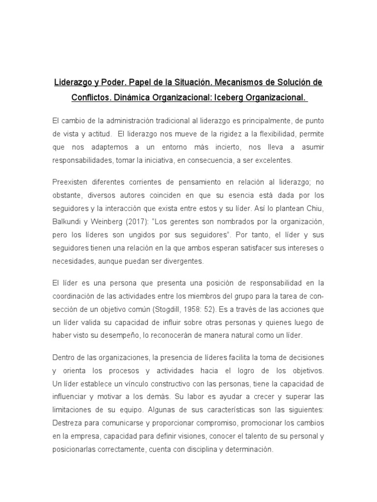 Analisis Critico Tema5 para Scrid | PDF | Liderazgo | Conflicto (proceso)