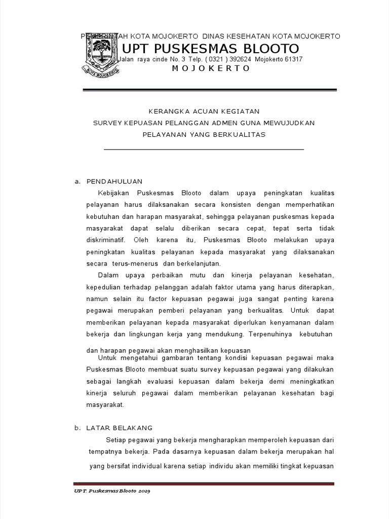 Upt Puskesmas Blooto: Mojokerto | PDF