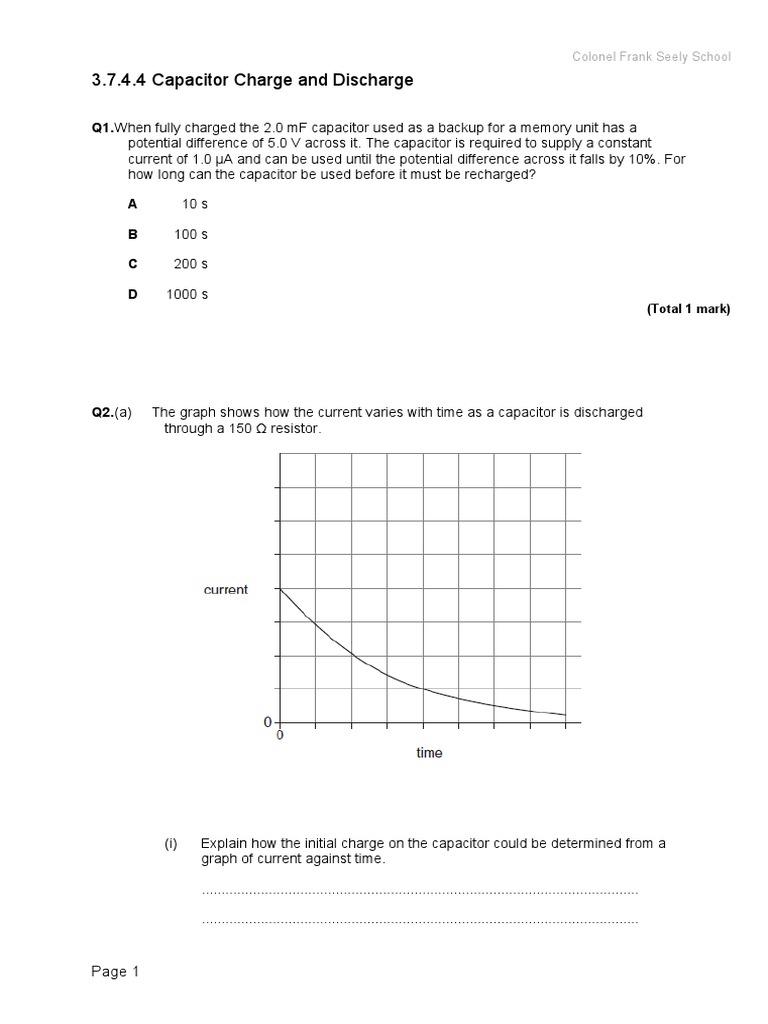 3.7.4.4 Capacitor Charge and Discharge | PDF | Capacitor | Electrical ... 3.7.4.4 Capacitor Charge and Discharge | PDF | Capacitor | Electrical ...