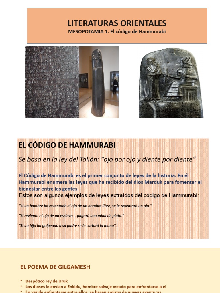 Literaturas Orientales: MESOPOTAMIA 1. El Código de Hammurabi | PDF | Biblia | Epopeya de Gilgamesh