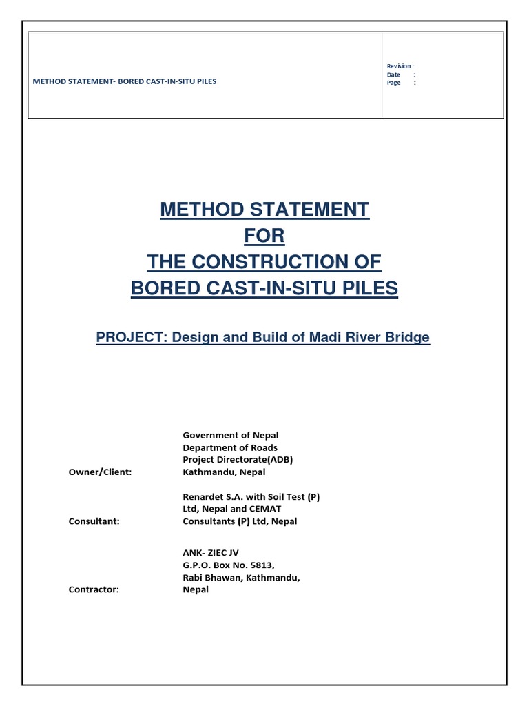 Method_Statement_Bored_Pile | PDF | Deep Foundation | Soil