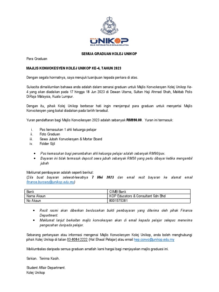 Convocation Memo | PDF