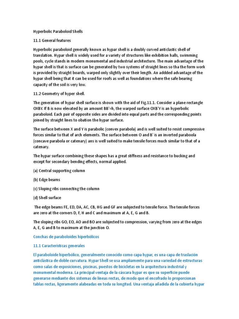 Hyperbolic Paraboloid Shells | PDF | Analytic Geometry | Geometric Shapes